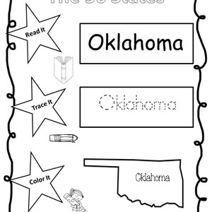 The 50 States Read It, Trace It, Color It Geography Worksheets ...