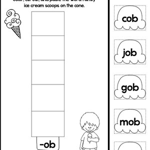20 Printable Ice Cream Word Families Worksheets. Preschool Phonics ...