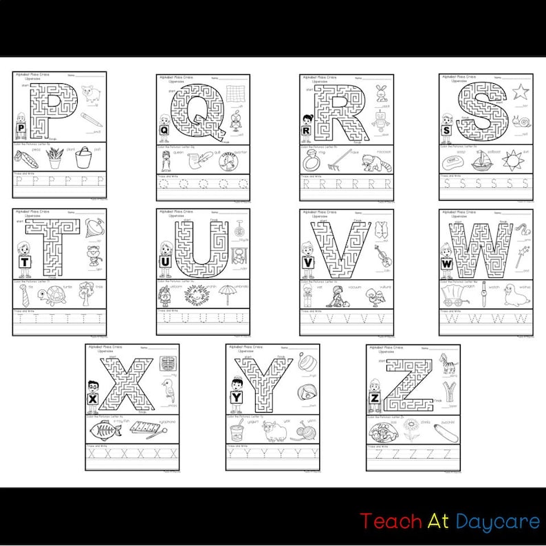 Uppercase Alphabet Maze Craze Worksheets. Preschool-kindergarten ...