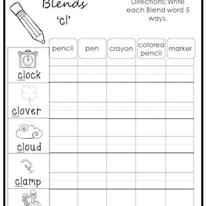 20 Printable 5 Ways to Write Blends Worksheets. Kindergarten-2nd Grade ...