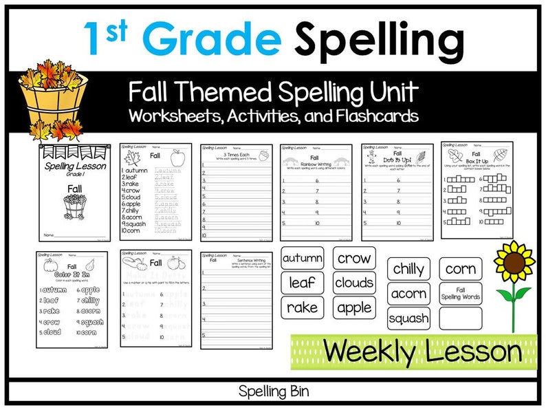 First Grade Fall Themed Words Spelling Activity. Supplemental ...