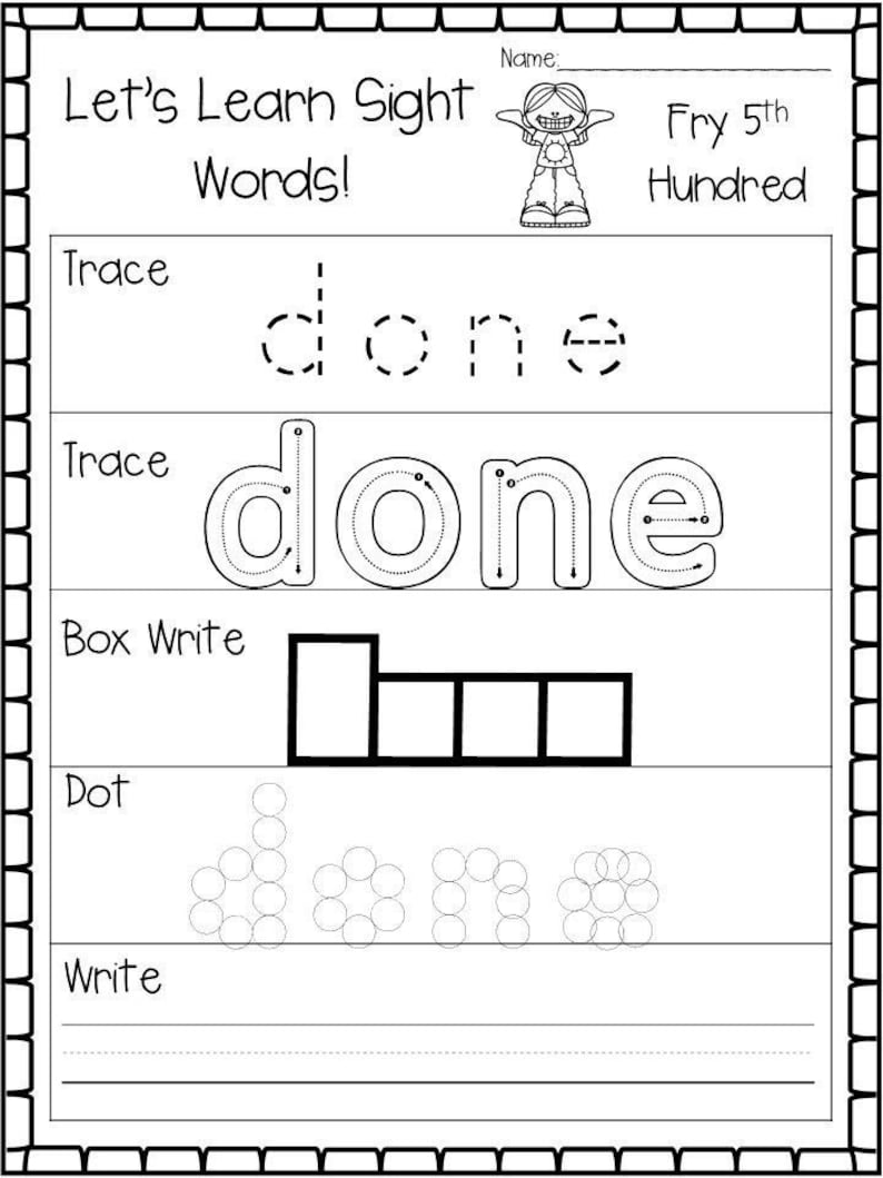 100 Printable Let's Learn Fry 5th Hundred Sight Words Worksheets. 4th ...
