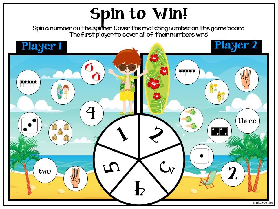 10 Printable Beach Themed Kindergarten Math Center Games and Activities ...