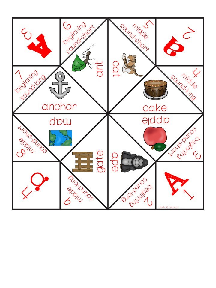 26 Alphabet Phonics Fortune Tellers. Color & Black and White Cootie ...