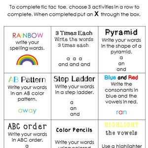 Fry First Hundred Words 1-10 Single Week Spelling Unit. Trace, Box ...