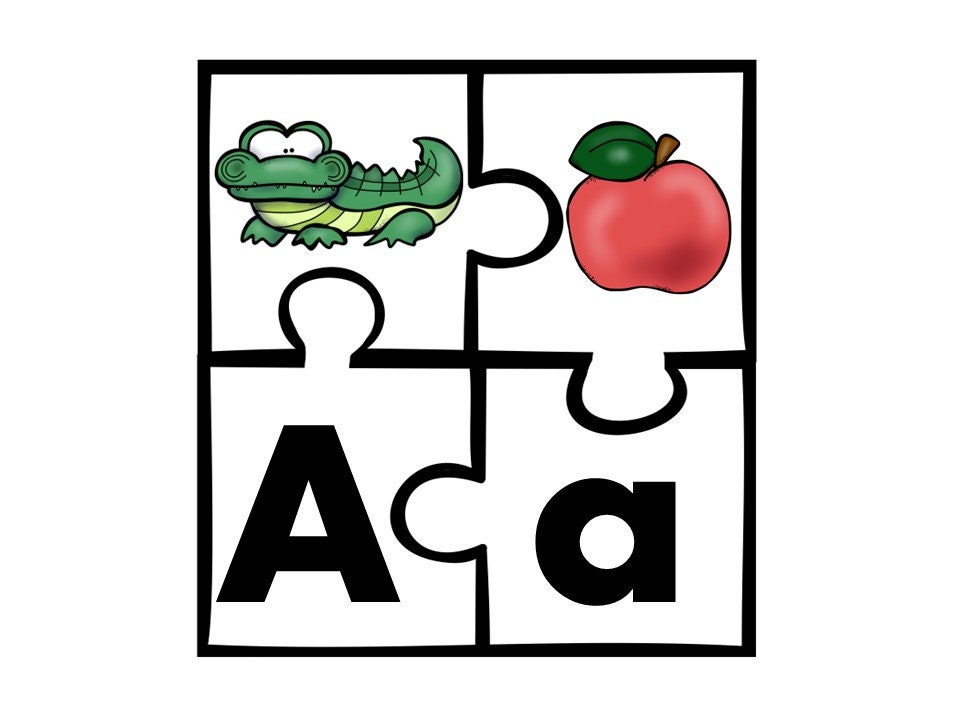 26 Alphabet Phonics Puzzles. Letters A-Z. 8 Color, 8 Black and White ...