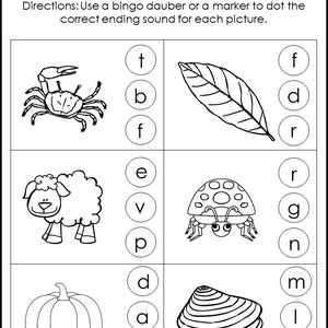 10 Printable Ending Sounds Worksheets. Preschool-1st Grade Phonics and ...
