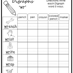 10 Printable 5 Ways to Write Digraphs Worksheets. Kindergarten-2nd ...