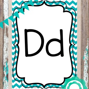 26 Printable Rustic and Teal Alphabet Posters. 8x10 Classroom ...