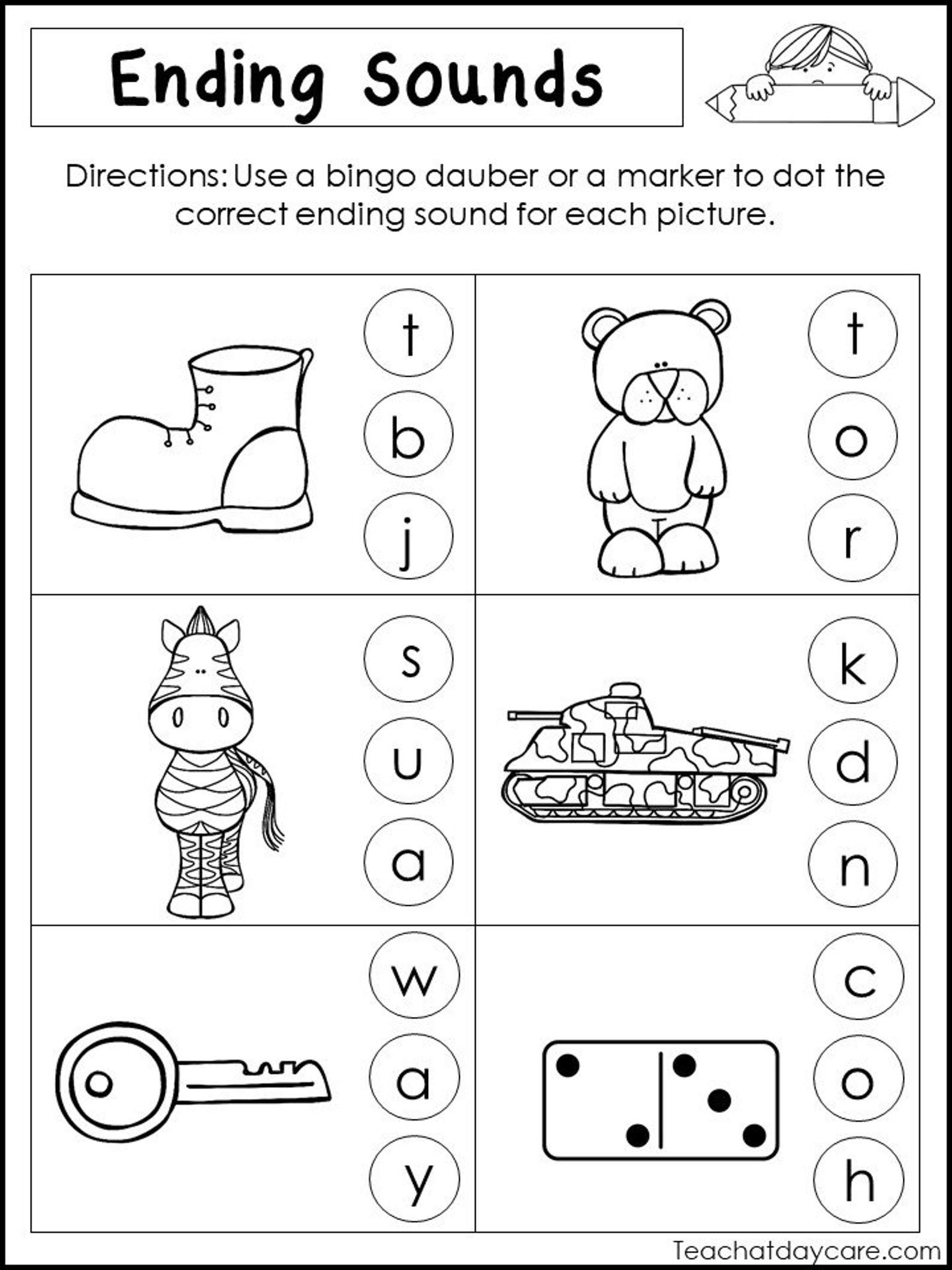 Ending Sounds Worksheets