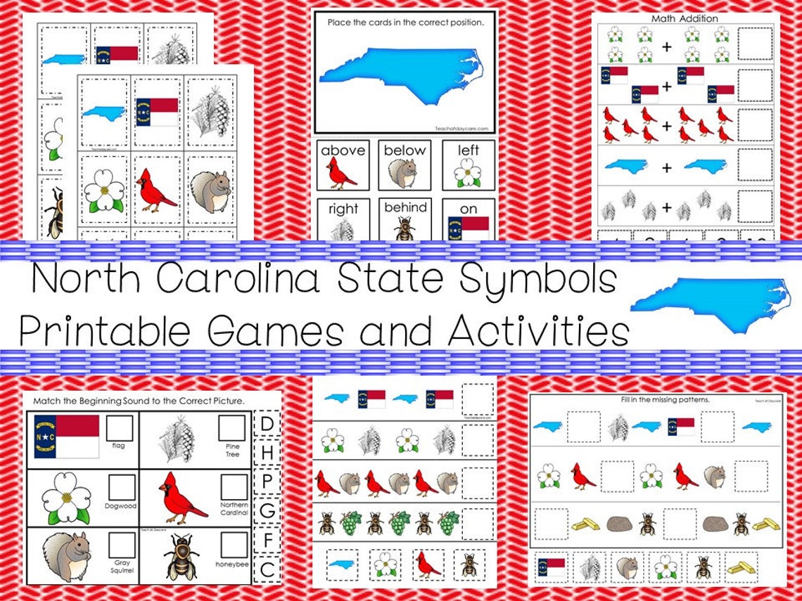 30 North Carolina State Symbols Themed Learning Games - Etsy