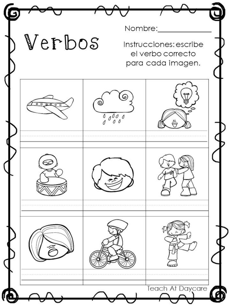 6 Printable Spanish Verbs Worksheets. - Etsy