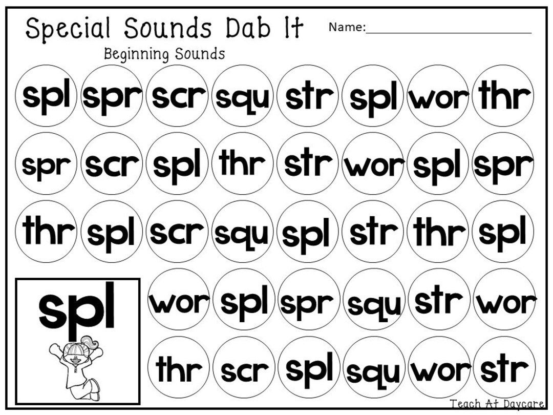 8 Printable Beginning Special Sounds Dab It Worksheets. 1st-2nd Grade ...