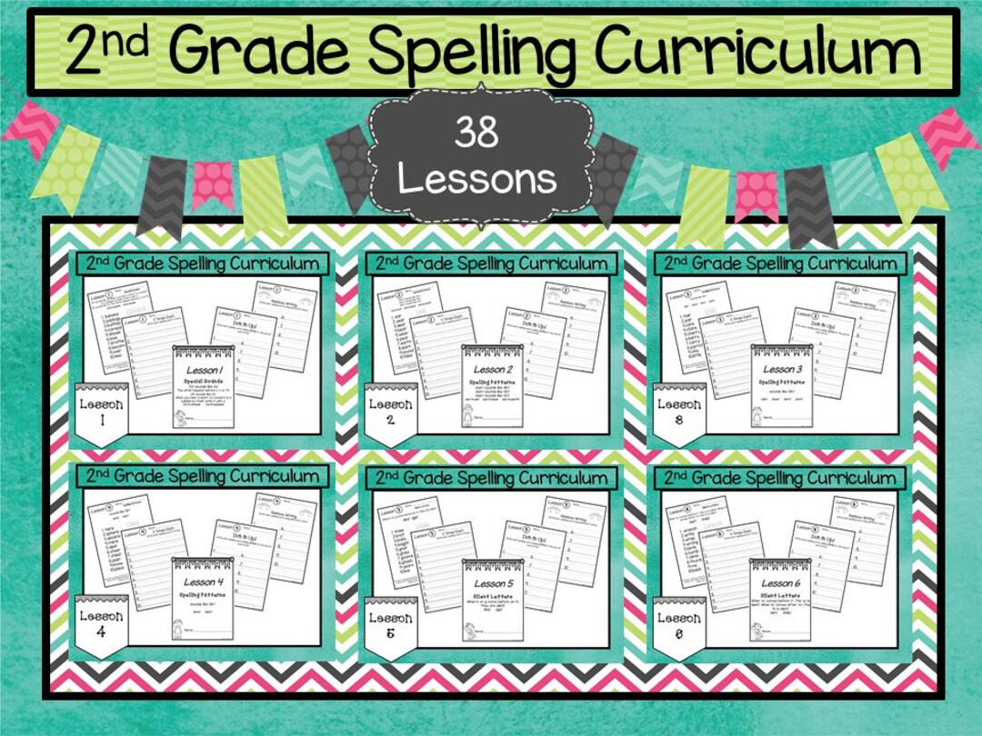 2nd Grade Spelling Curriculum Unit. 38 Weekly Lessons. Prints 663 Pages ...