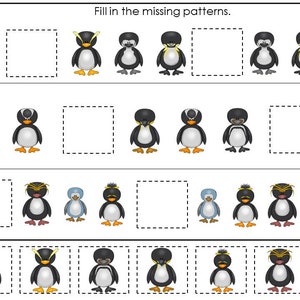 30 Penguins Printable Preschool Educational Games Download. Games and ...