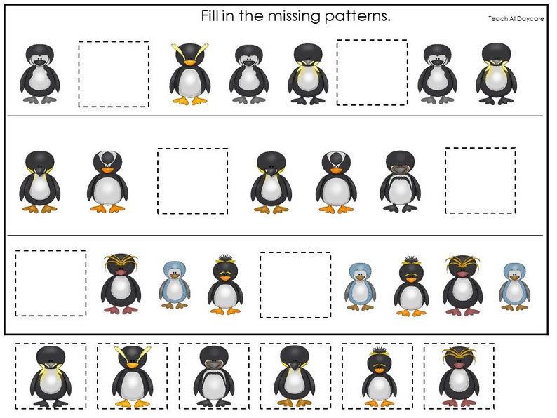 30 Penguins Printable Preschool Educational Games Download. - Etsy