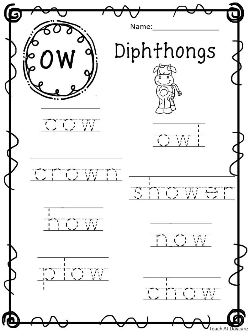 10 Printable Diphthongs Trace the Word Worksheets. - Etsy