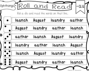 10 Printable Digraphs Roll and Read Worksheets. | Etsy
