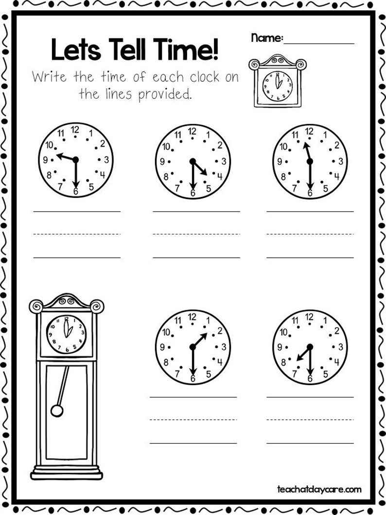 10 Printable Let's Tell Time Worksheets. Kdg.2nd Grade - Etsy