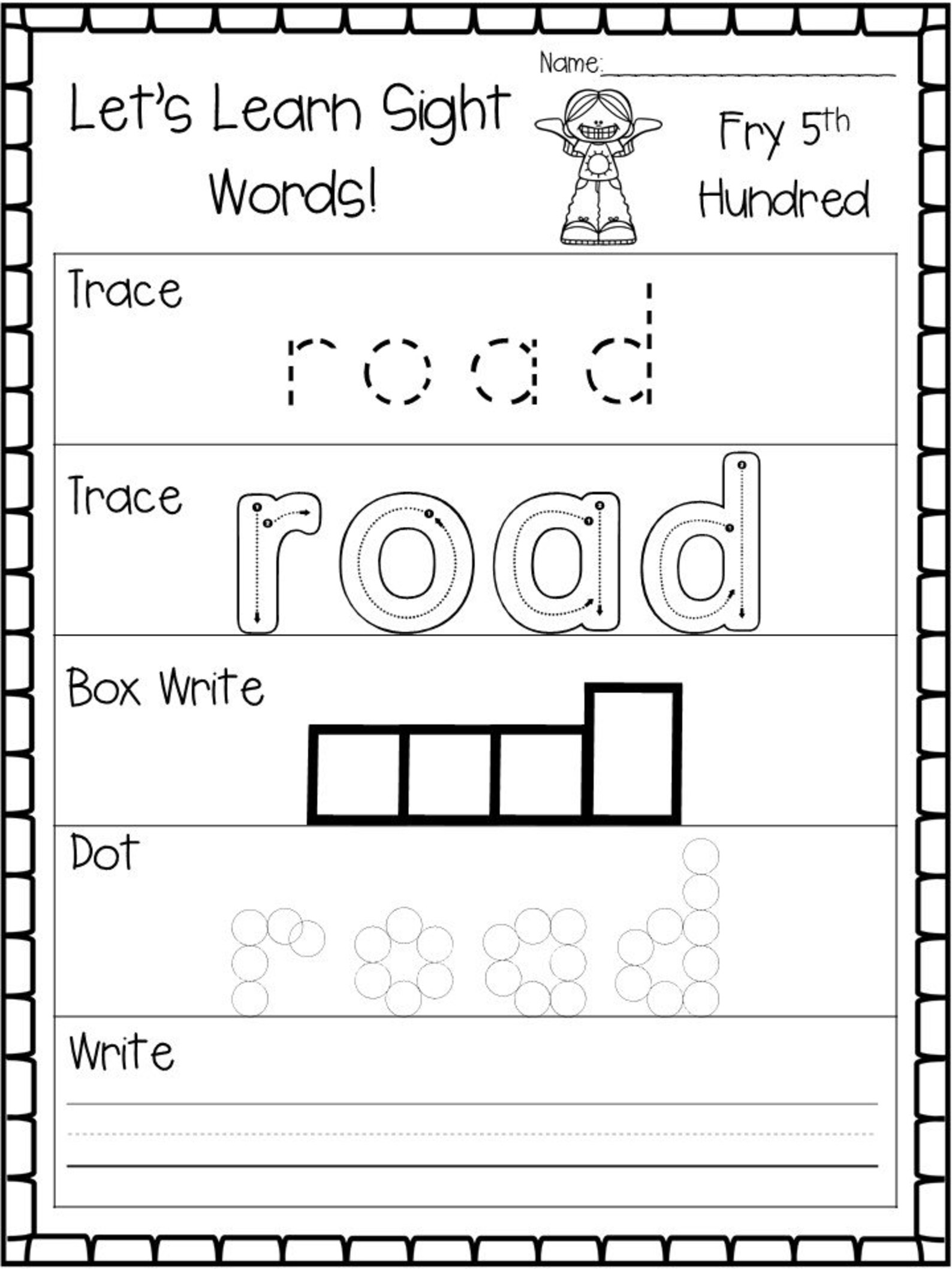 100 Printable Let's Learn Fry 5th Hundred Sight Words Worksheets. 4th ...