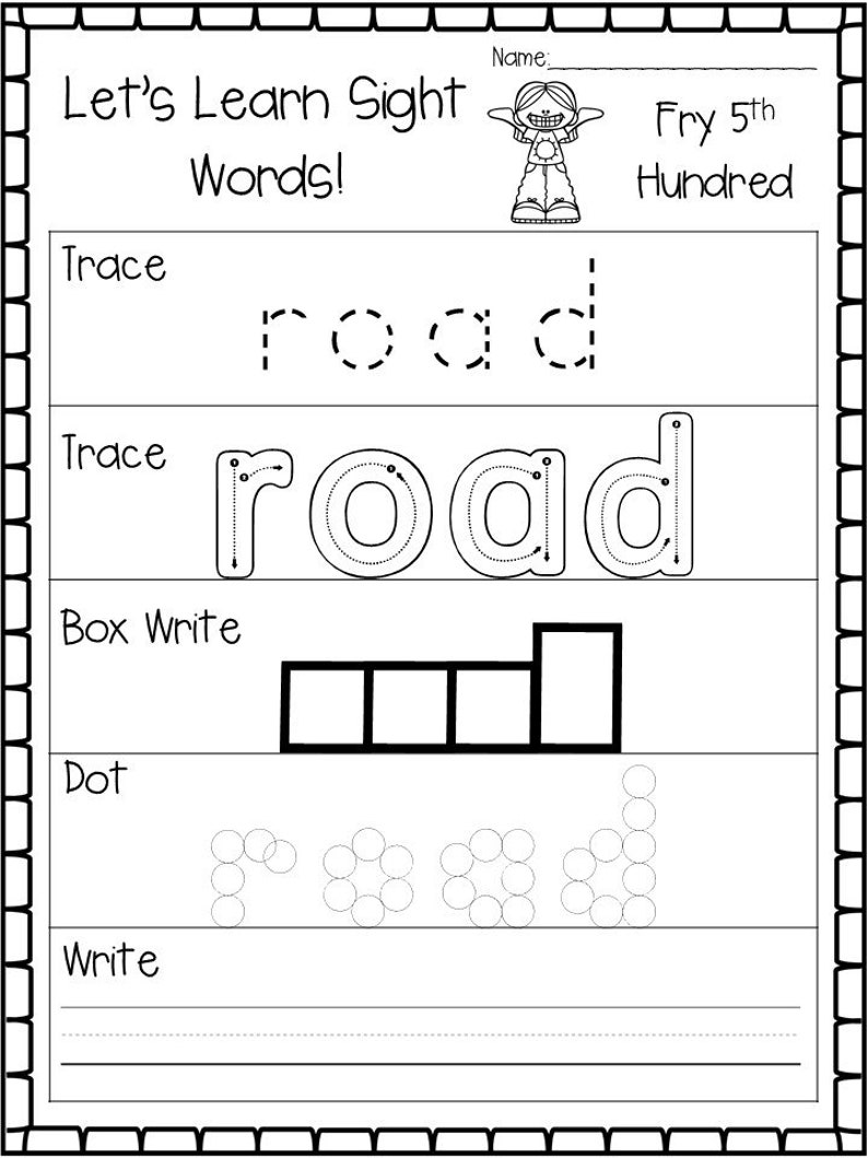 100 Printable Let's Learn Fry 5th Hundred Sight Words Worksheets. 4th ...