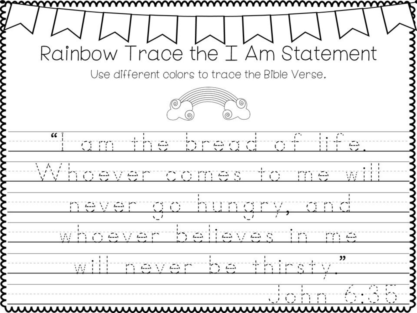 I Am Statements of Jesus Handwriting and Color Worksheets. Bible Verse ...