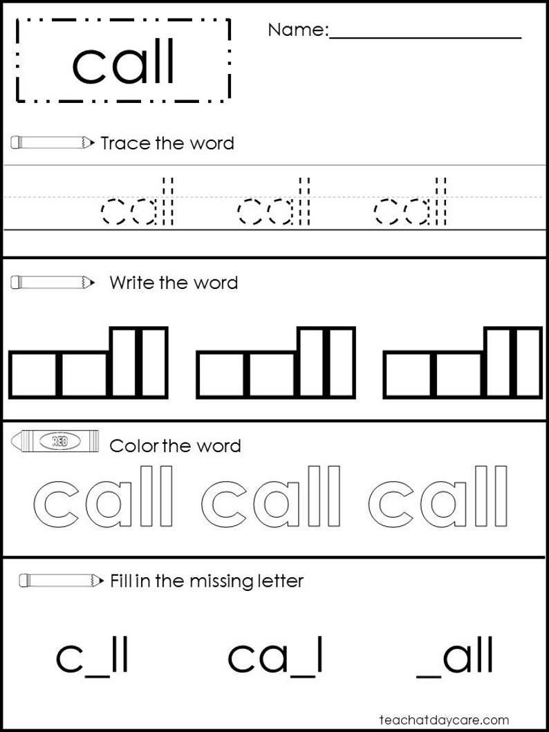 2nd Grade Dolch Sight Word Worksheets: Handwriting & Spelling (46 ...