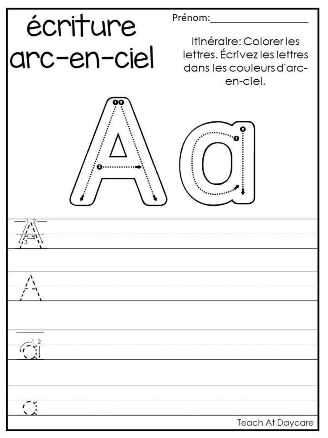 26 Printable Alphabet Rainbow Trace the Letters in French Worksheets ...
