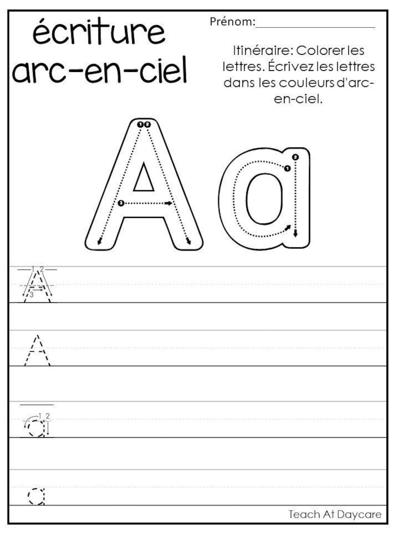 26 Printable Alphabet Rainbow Trace the Letters in French Worksheets ...