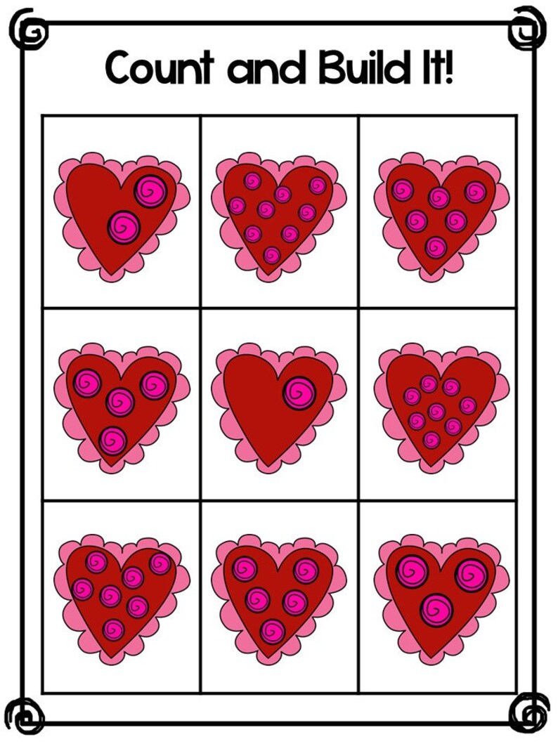 20 Printable Count and Build Worksheets/work Mats. 10 Colored | Etsy