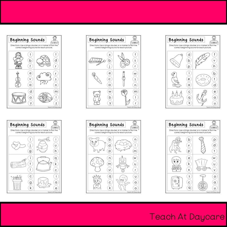20 Printable Beginning Sounds Worksheets. Preschool-1st Grade Phonics ...