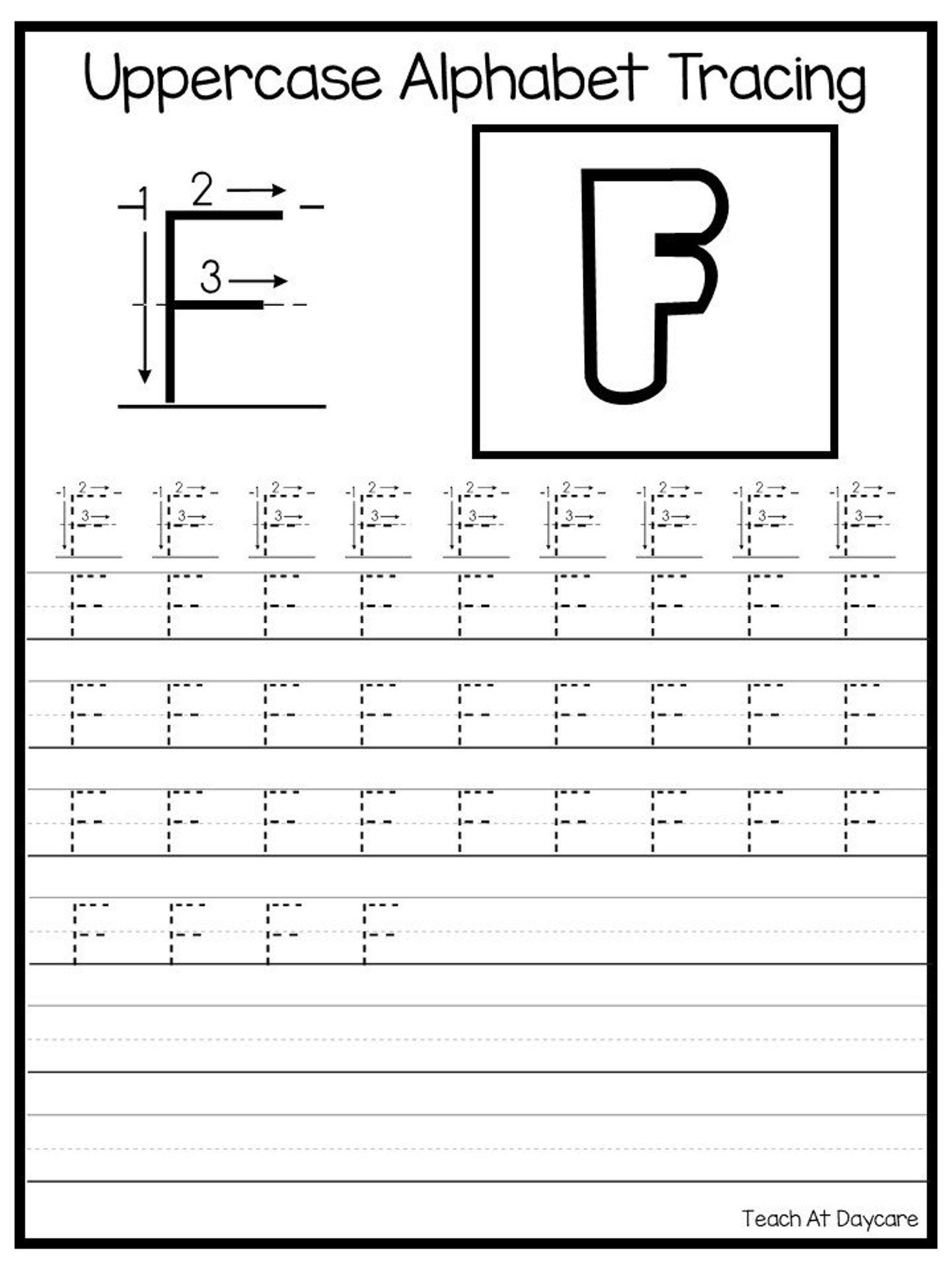 26 Printable Uppercase Alphabet Tracing Worksheets. Preschool ...