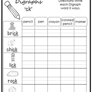 10 Printable 5 Ways to Write Digraphs Worksheets. Kindergarten-2nd ...