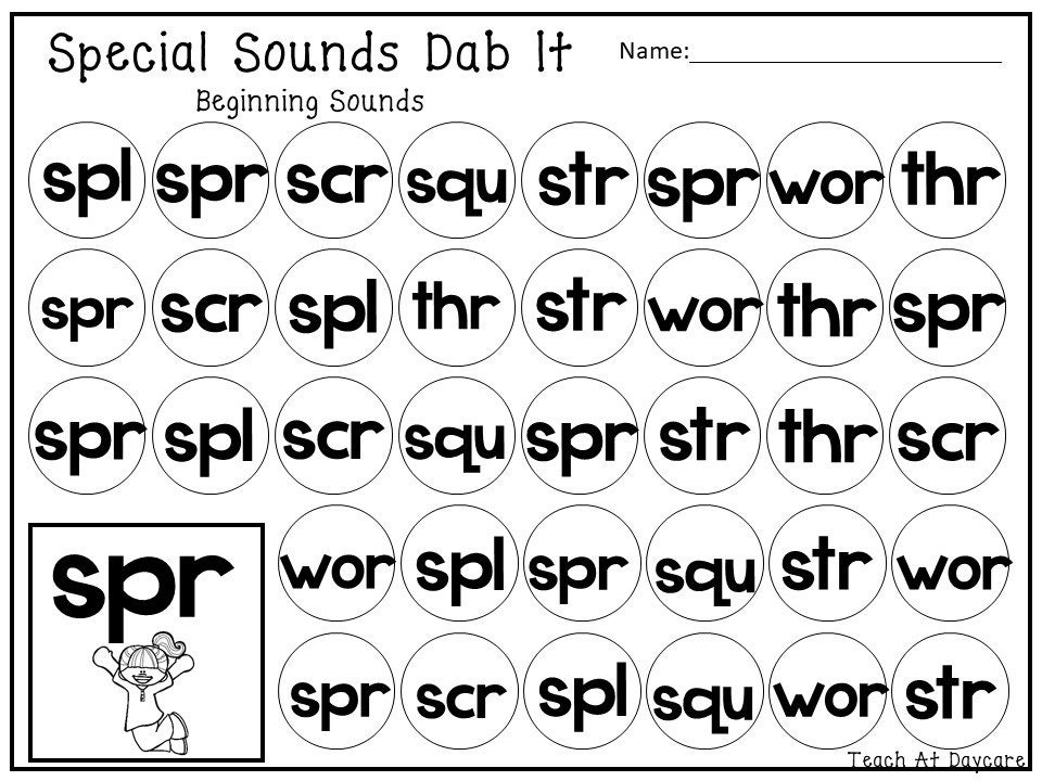 8 Printable Beginning Special Sounds Dab It Worksheets. | Etsy
