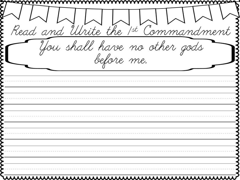 10 Commandments Tracing and Handwriting Worksheets. | Etsy