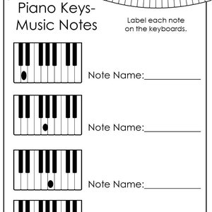10 Label the Keys-music Notes Worksheets. Beginning Piano Music ...