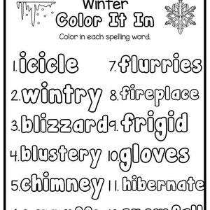 Second Grade Winter Themed Words Spelling Activity. Supplemental ...