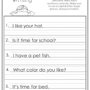 10 Printable Write the Sentence Worksheets. 1st-3rd Grade ELA ...