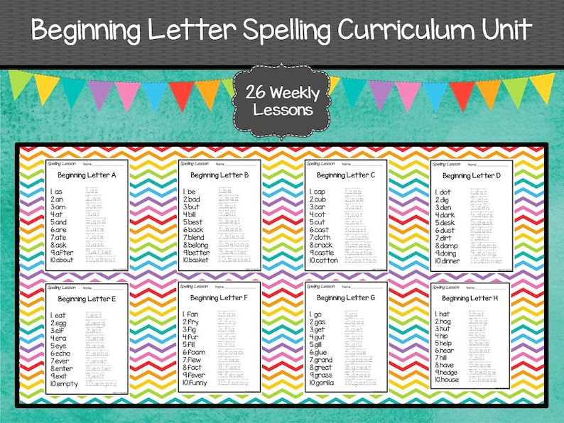 Beginning Letter Spelling Curriculum Unit. 26 Weekly Lessons. Prints ...