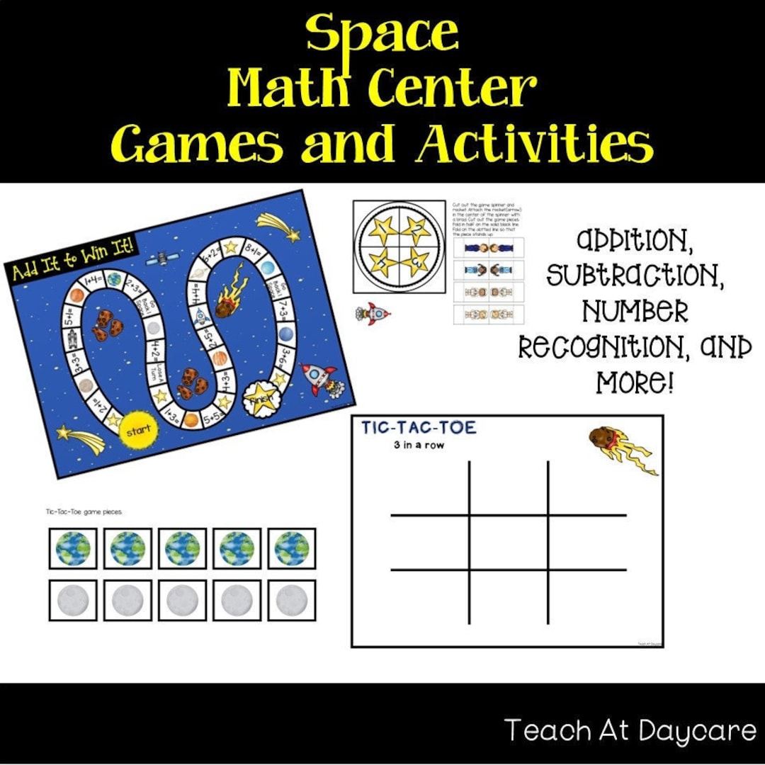 10 Printable Space Themed Kindergarten Math Center Games and Activities ...
