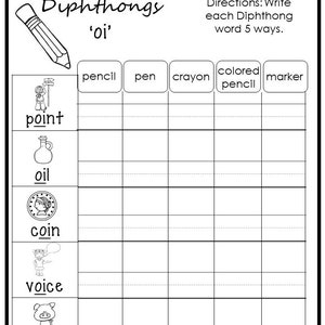 10 Printable 5 Ways to Write Words With Diphthongs Worksheets ...