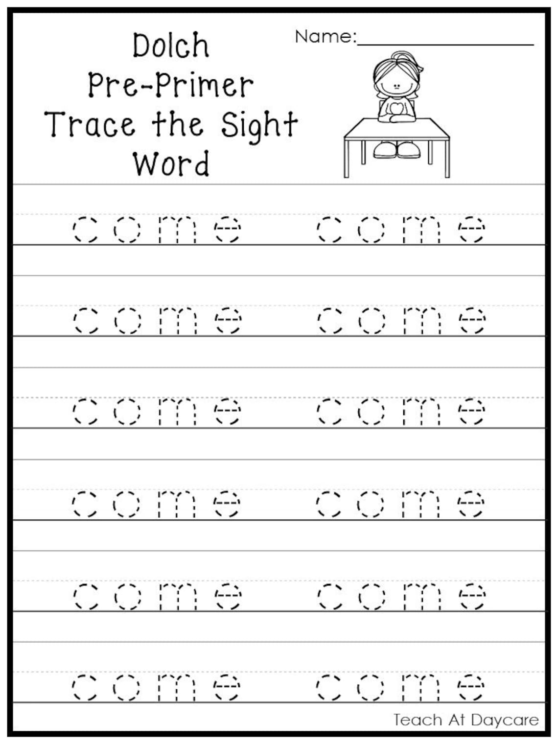 40 Printable Dolch Pre-primer Trace the Sight Word Worksheets. - Etsy