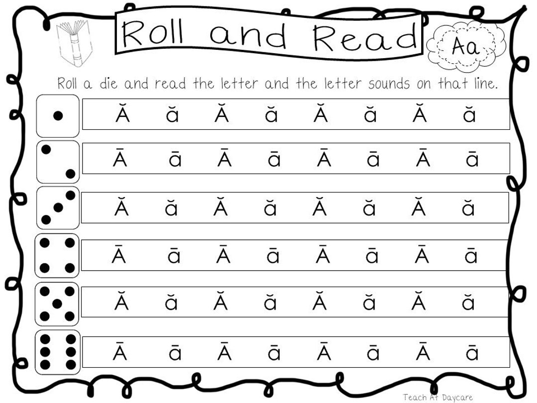 13 Roll and Read Letter Sounds Worksheets. Preschool-1st Grade Phonics ...