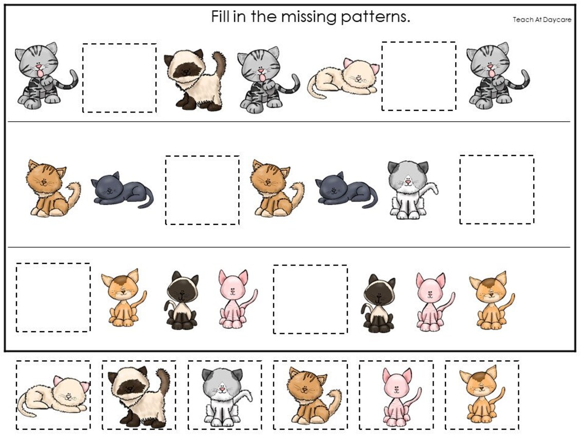 30 Printable Cats Preschool Educational Games Download. Games - Etsy 日本