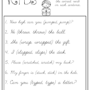 10 Printable Cursive Choose the Correct Verb Worksheets. 1st-2nd Grade ...