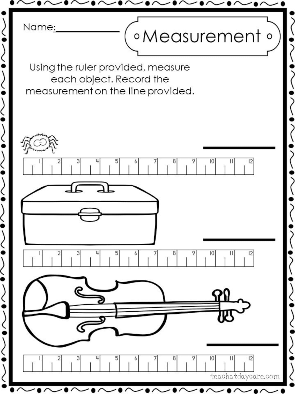10 Printable Measuring With a Ruler Worksheets. Preschool-1st | Etsy