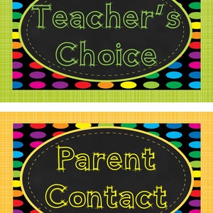 8 Printable Bright Colors Polka Dots Chalkboard Preschool Behavior Clip ...