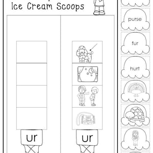 10 Printable R-controlled Vowel Words Ice Cream Worksheets ...
