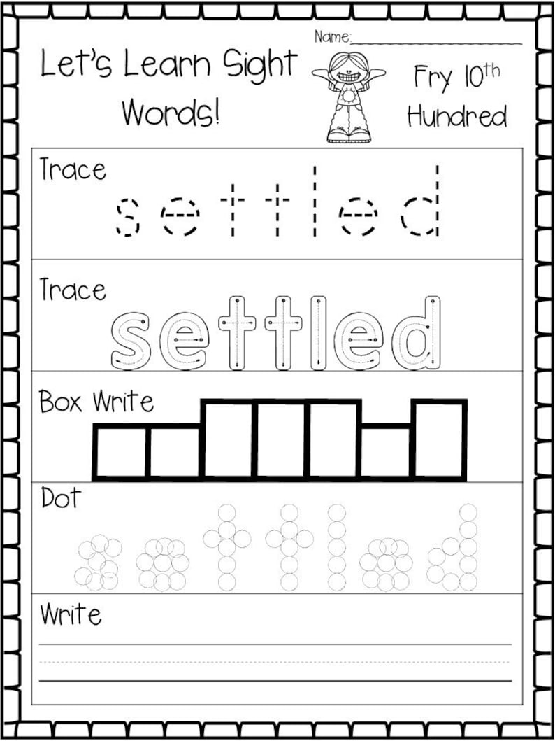 100 Printable Let's Learn Fry 10th Hundred Sight Words Worksheets. 4th ...