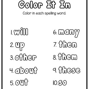 Fry First Hundred Words 51-60 Single Week Spelling Unit. Trace, Box ...